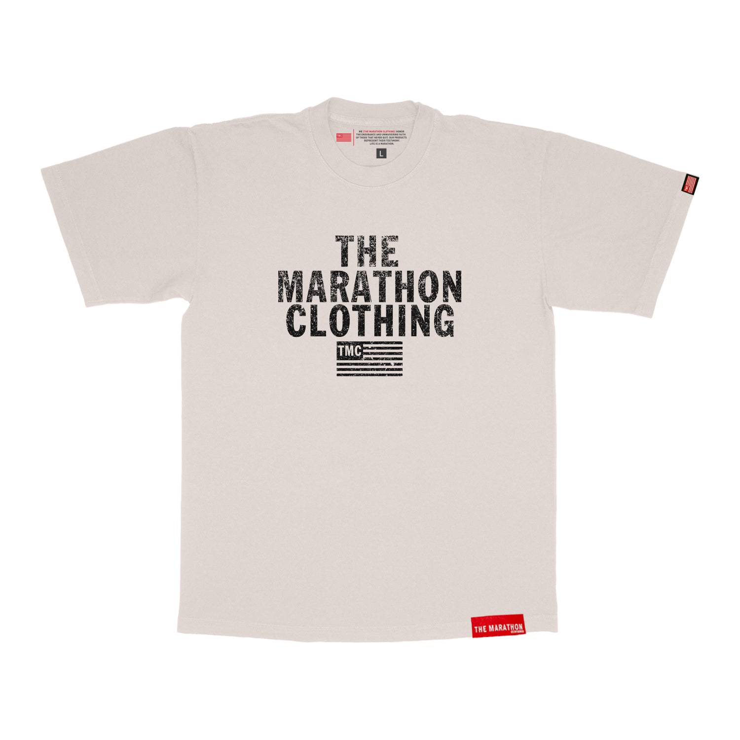 Vintage TMC Stacked Logo T-Shirt - Bone/Black – The Marathon Clothing