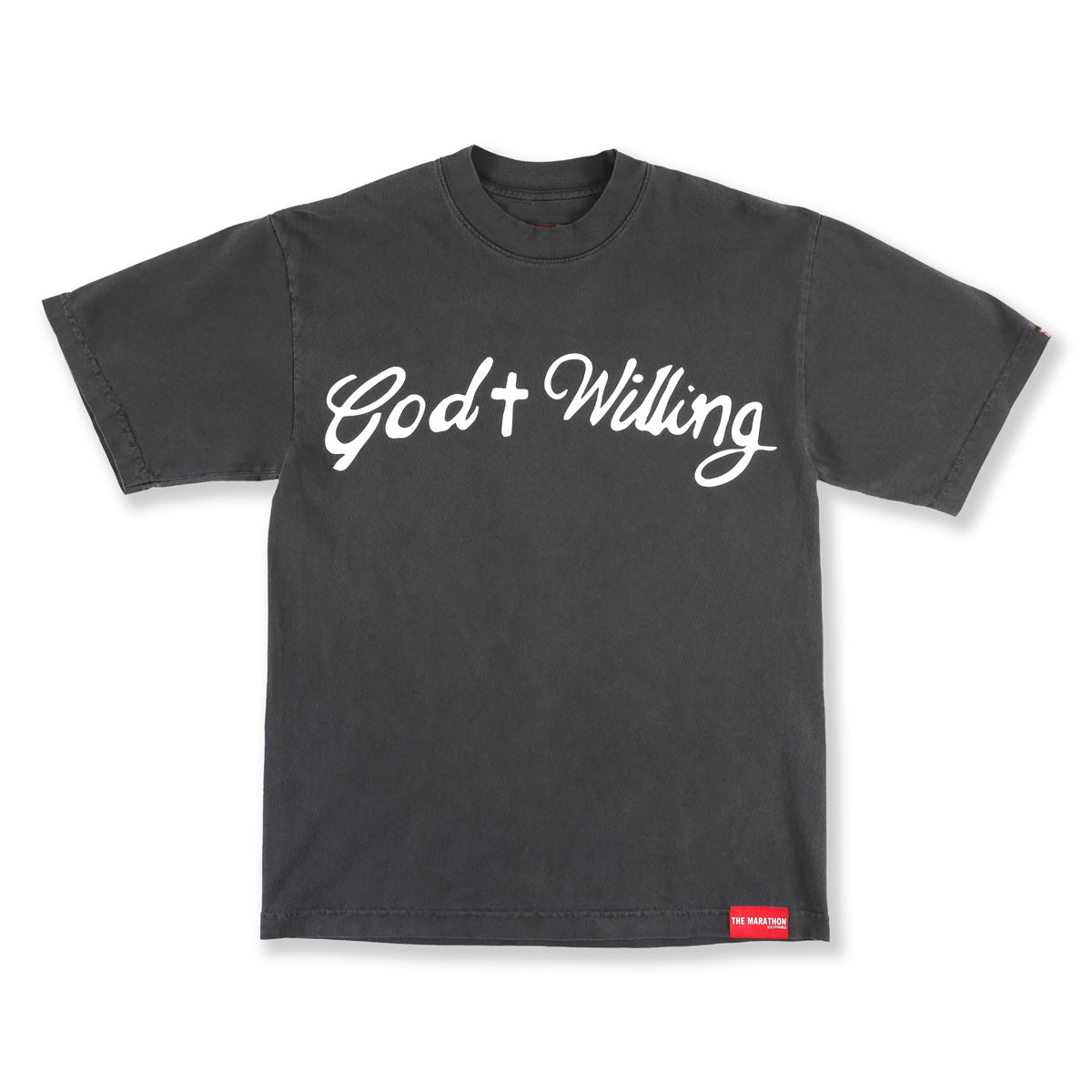 God Willing T-Shirt - Vintage Black – The Marathon Clothing