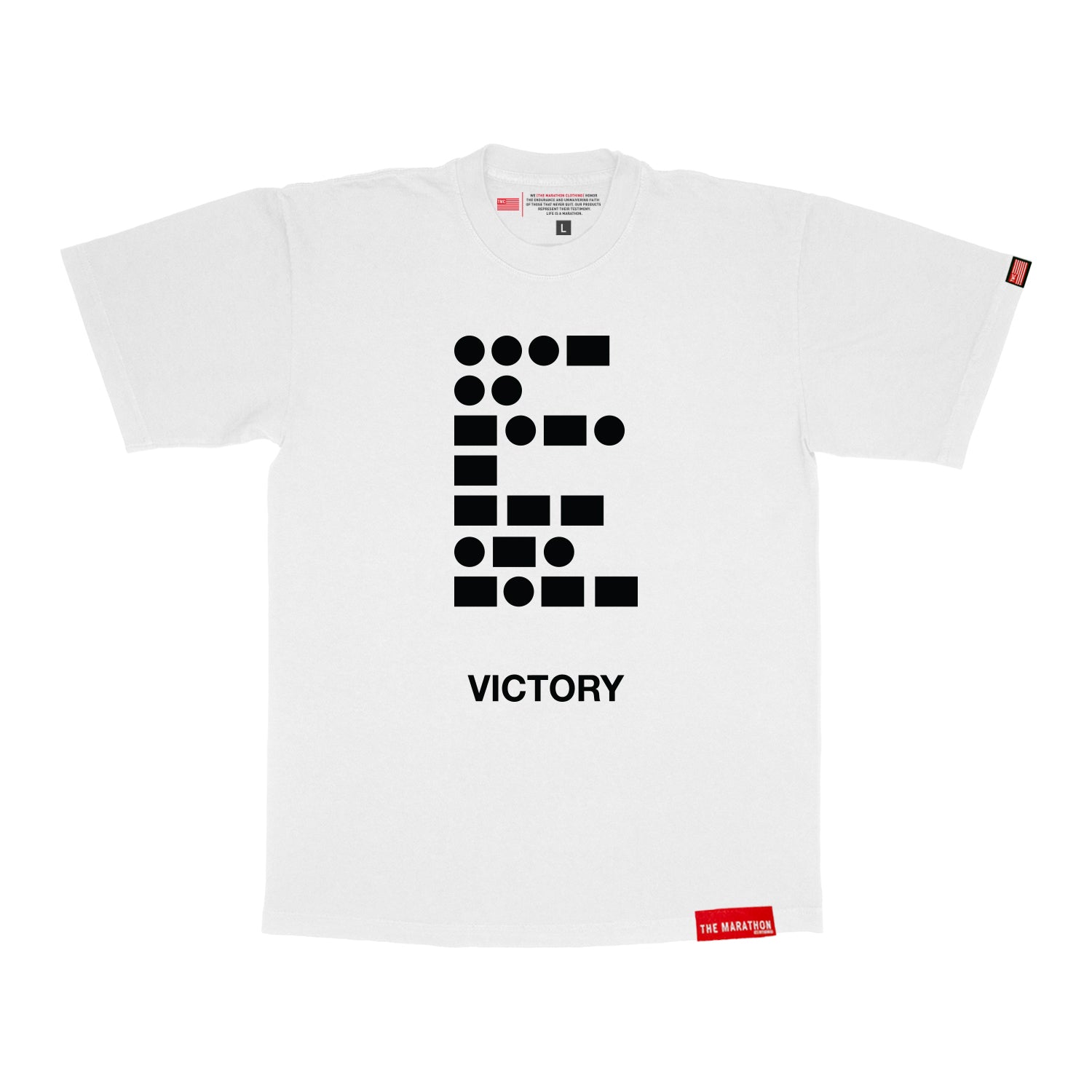 Morse Code Victory T-Shirt - White – The Marathon Clothing