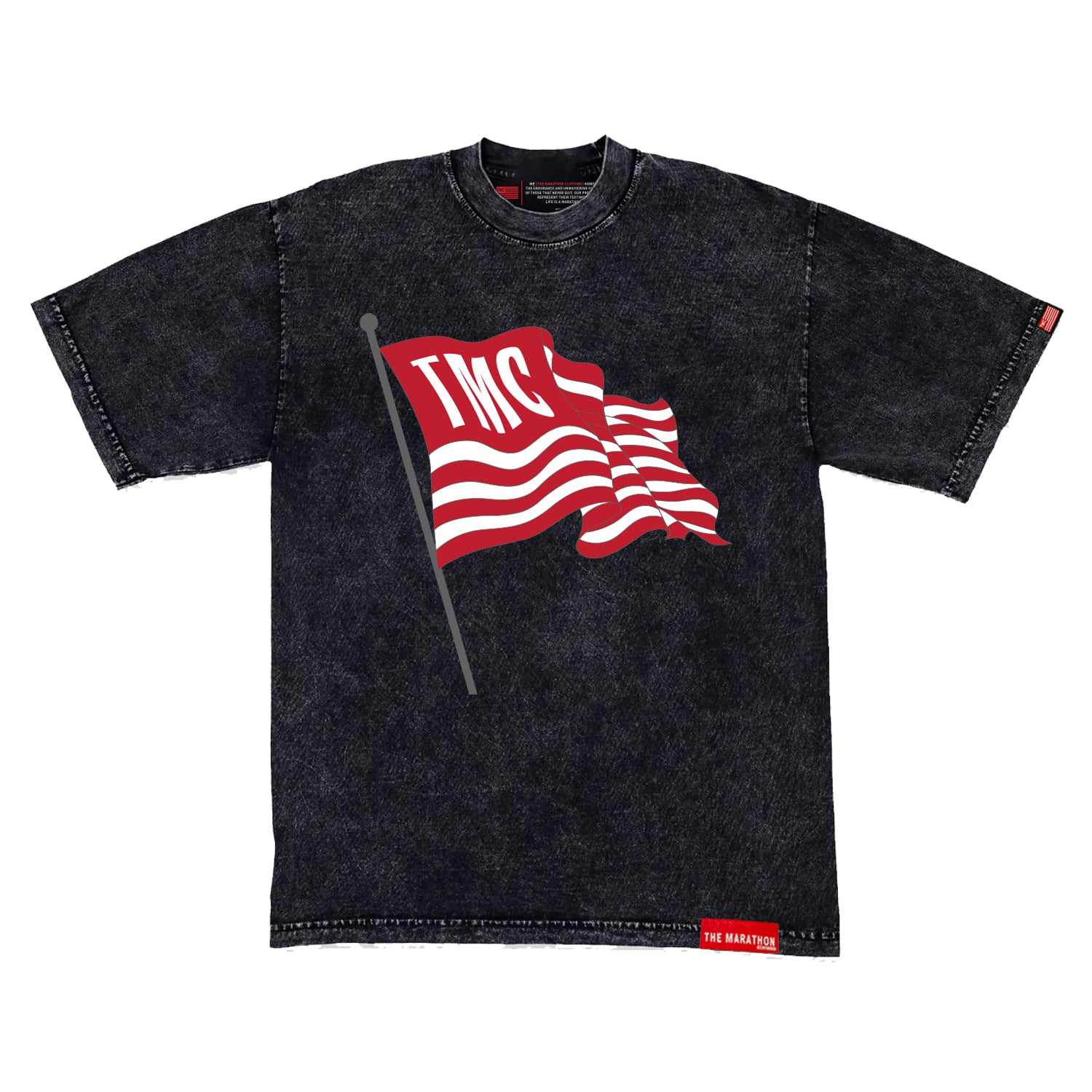 TMC Flag Post T-Shirt - Carbon Washed Black – The Marathon Clothing