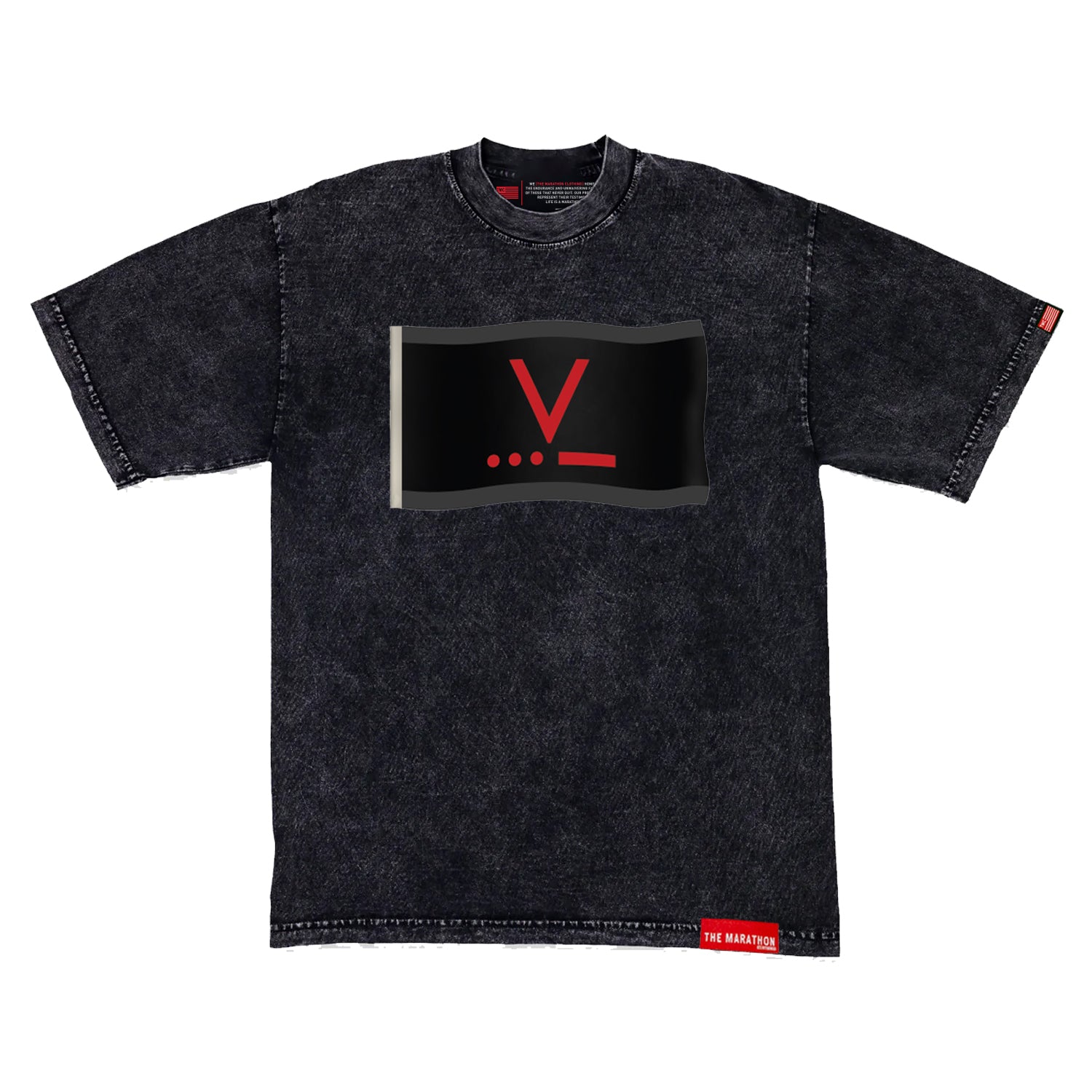 Victory V Flag T-Shirt - Carbon Washed Black – The Marathon Clothing