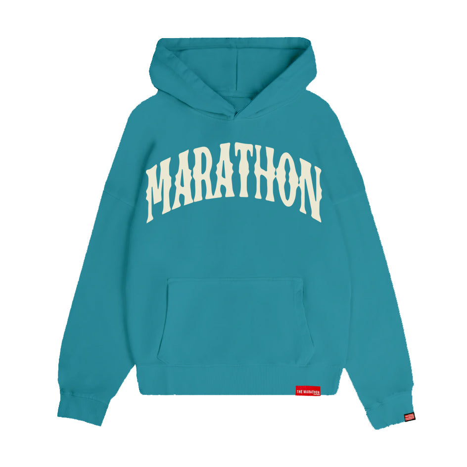 Marathon Vintage Arch Hoodie - Teal/Cream – The Marathon Clothing