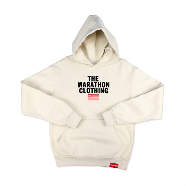 Limited Edition TMC Stacked Logo Hoodie - Bone/Black – The Marathon Clothing