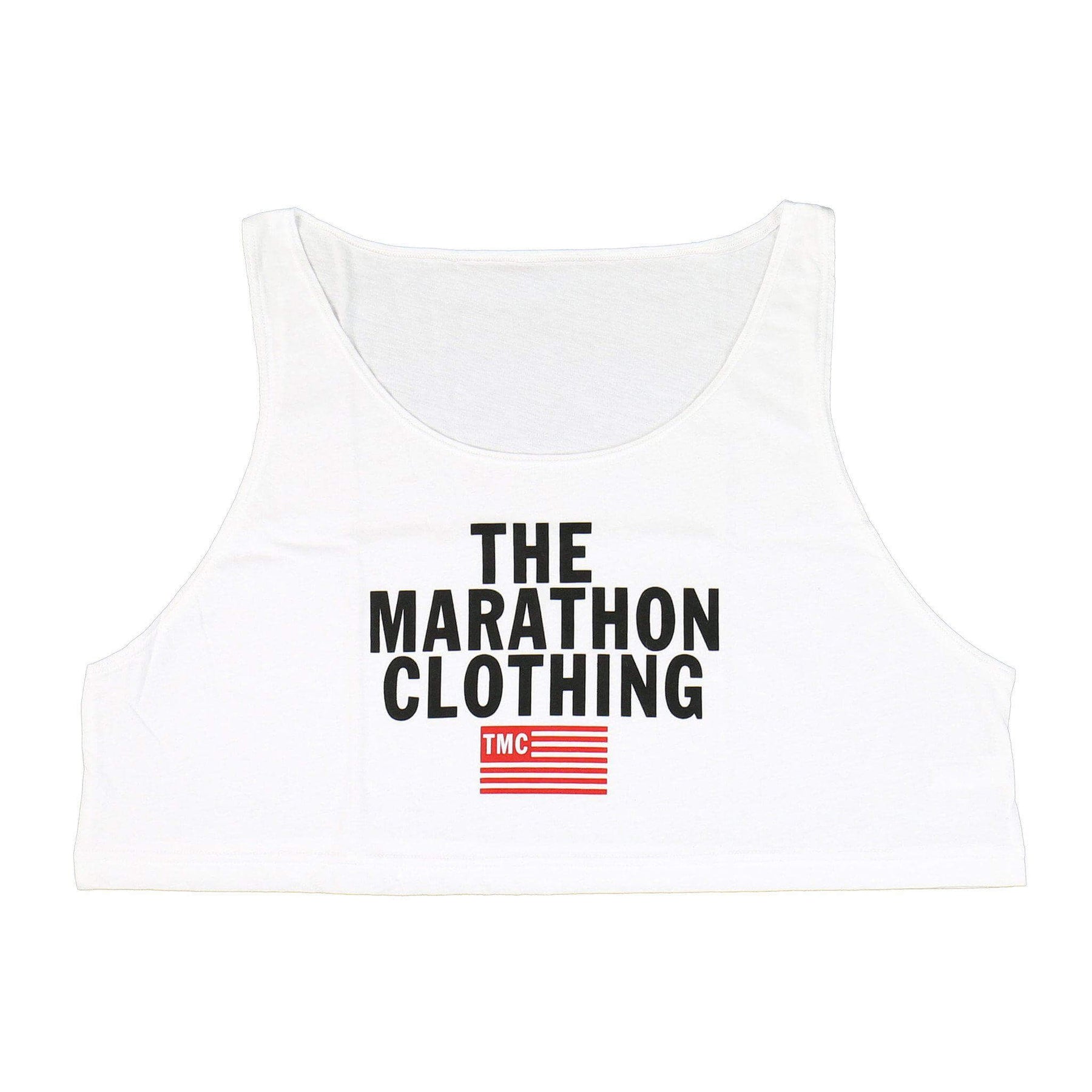 TMC Stacked Logo Crop Tank - White – The Marathon Clothing