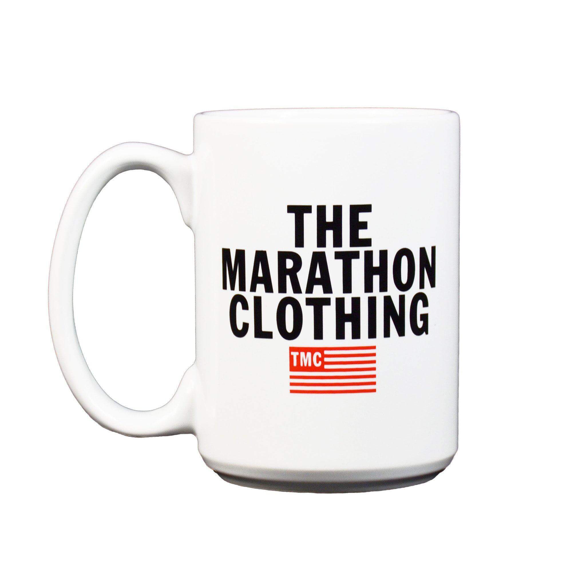 TMC Stacked Logo Coffee Mug - White – The Marathon Clothing